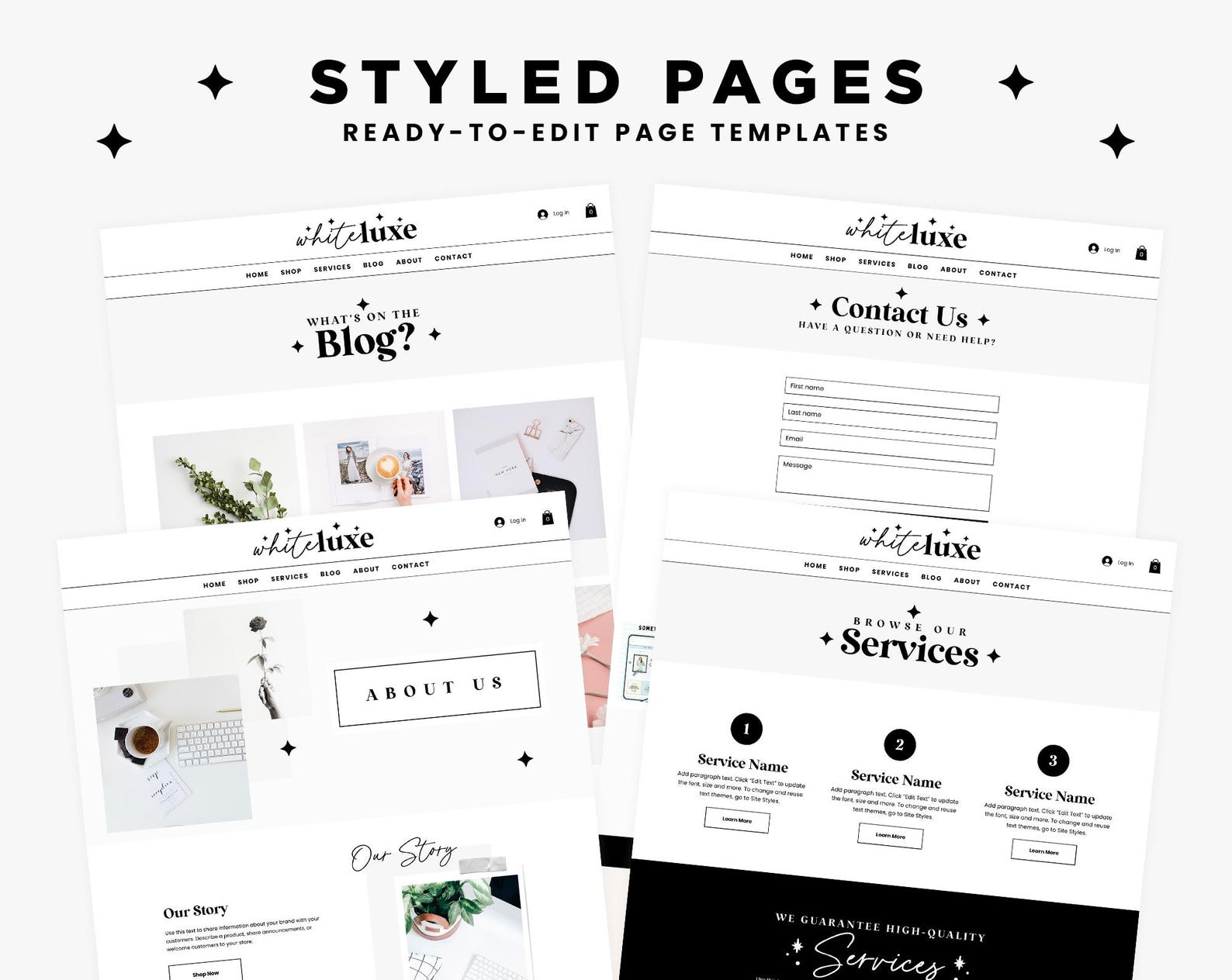 Wix Template Black White Minimalist Elegant Wix Website Editable Canva ...