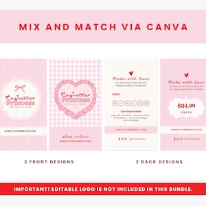 Editable Price Tag Canva Template in Coquette Aesthetic, Pink and Red ...