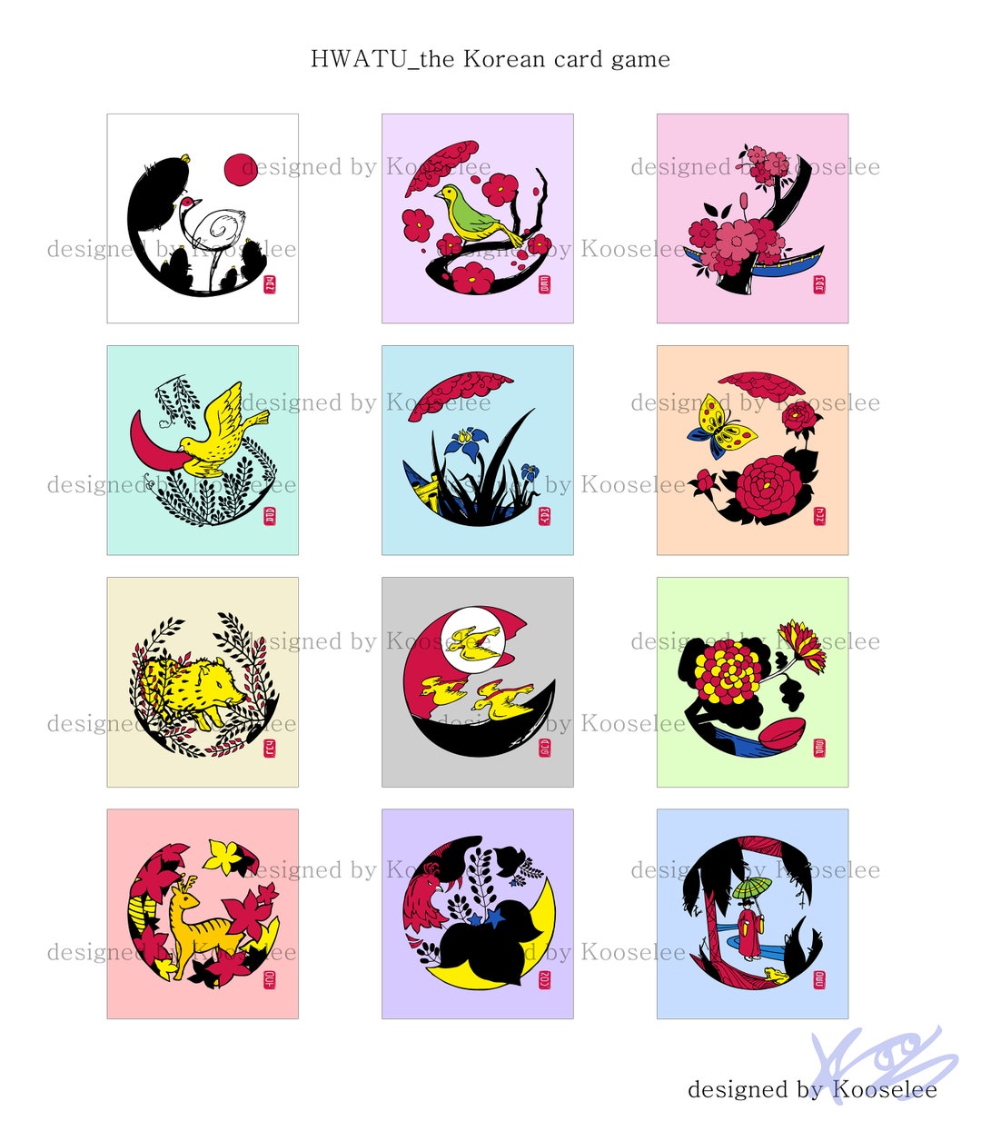 Graphic Series, Hwatu_korean Card Game, Flower Card, 12 Months - Etsy
