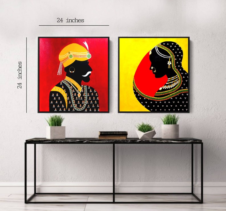 Rajasthani Painting | Mandala Art | Indian Folk Art 2 Piece Painting ...