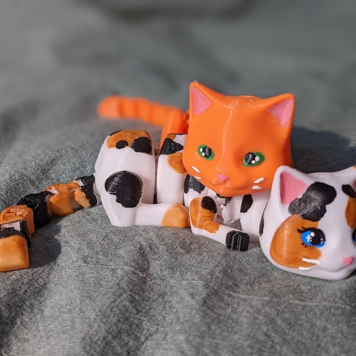3D Printed Articulated Lazy Cat - Etsy
