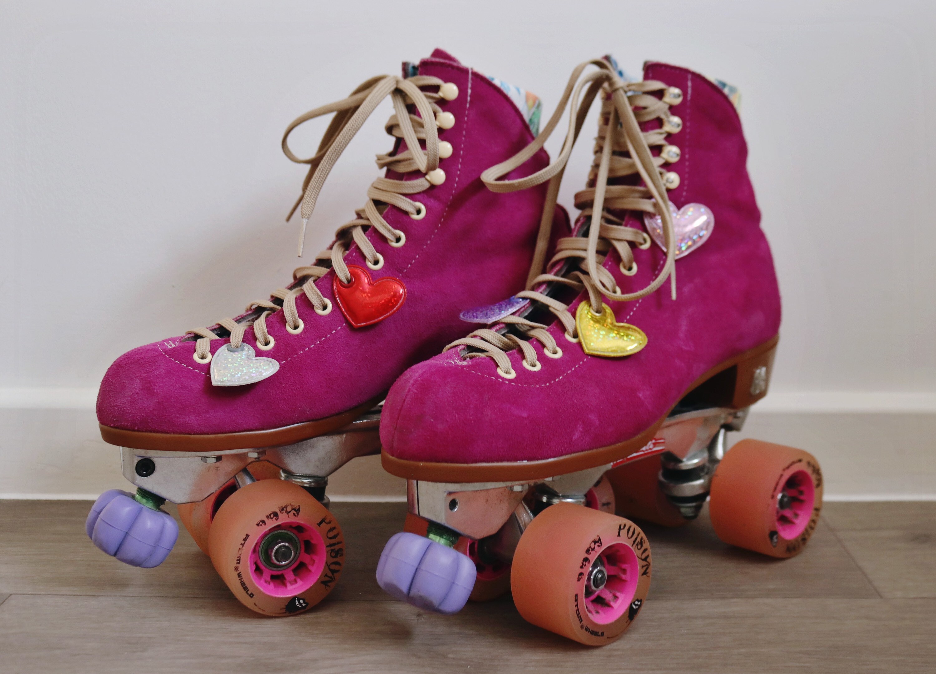 Cute Holographic Glitter Heart Roller Skate Lace Charm hole - Etsy UK