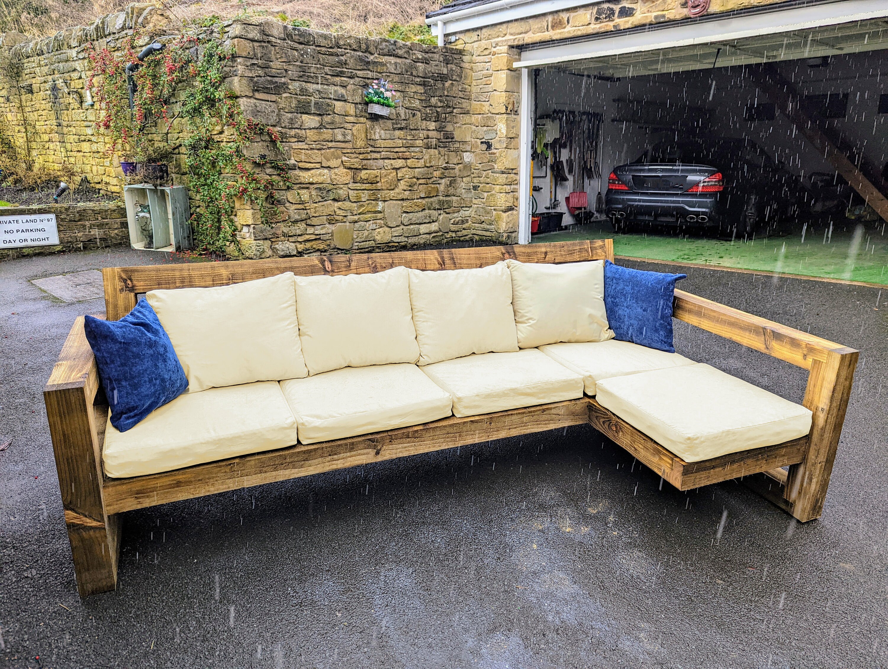 Wooden garden furniture corner sofa store