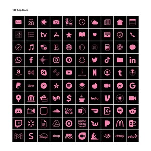 Black Pink App Icons for iPhone iOS 14 Black Aesthetic Pink | Etsy