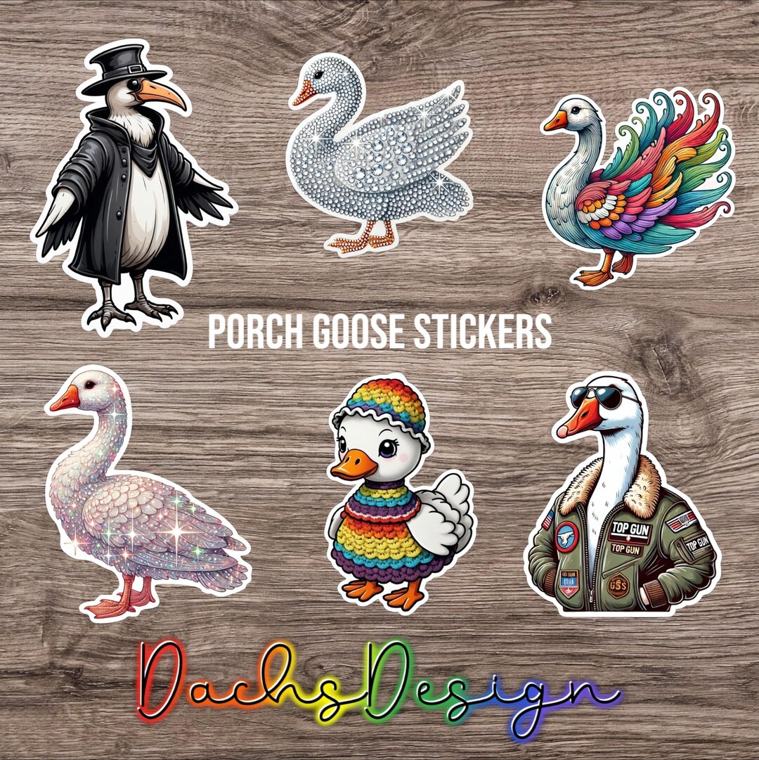 Porch Goose Stickers, Vinyl Porch Goose Stickers, Rainbow Goose ...