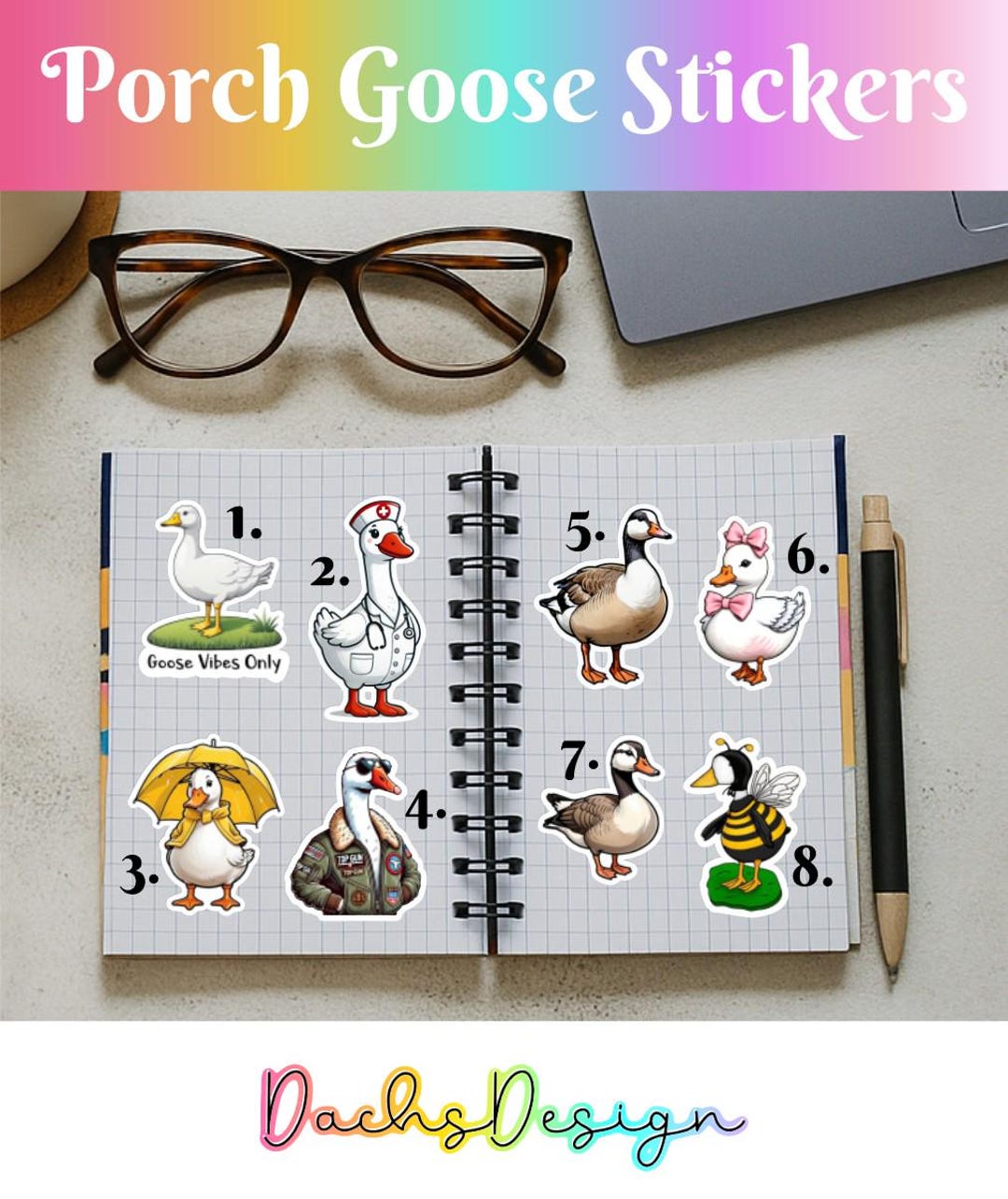 Porch Goose Stickers: Waterproof Vinyl Stickers - Etsy