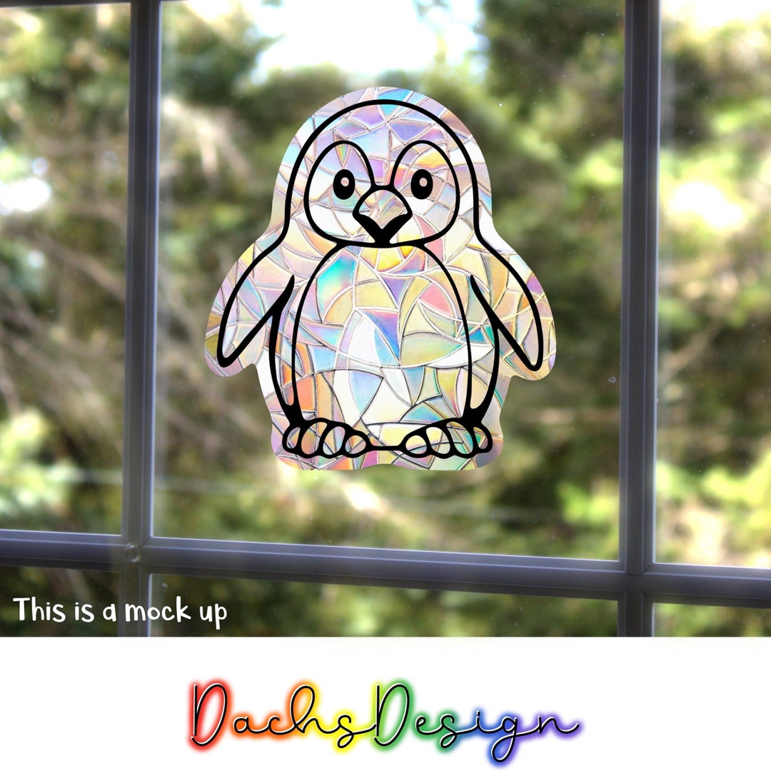 Rainbow Penguin Suncatcher: Removable Window Sticker, Animal Lover Gift ...