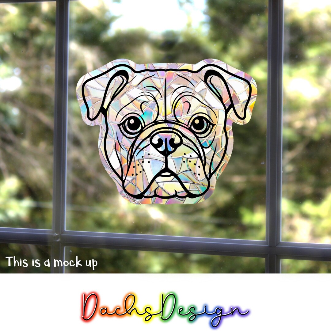Dog Suncatcher, English Bulldog Rainbow Window Sticker, Rainbow Decal ...