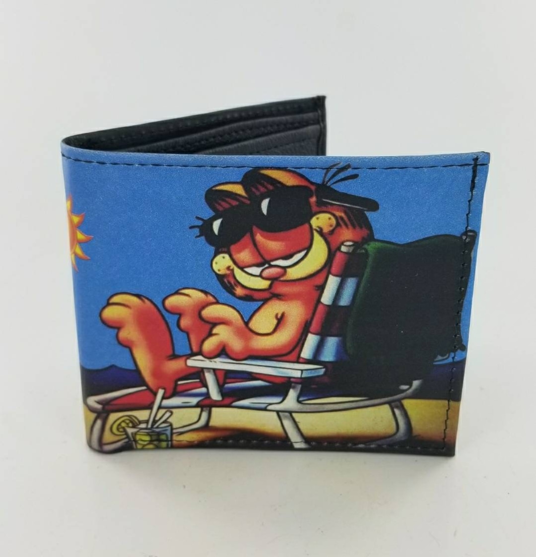 Handmade Cartoon Inspired Bifold Leather Wallet,double Image Iconic Cat ...