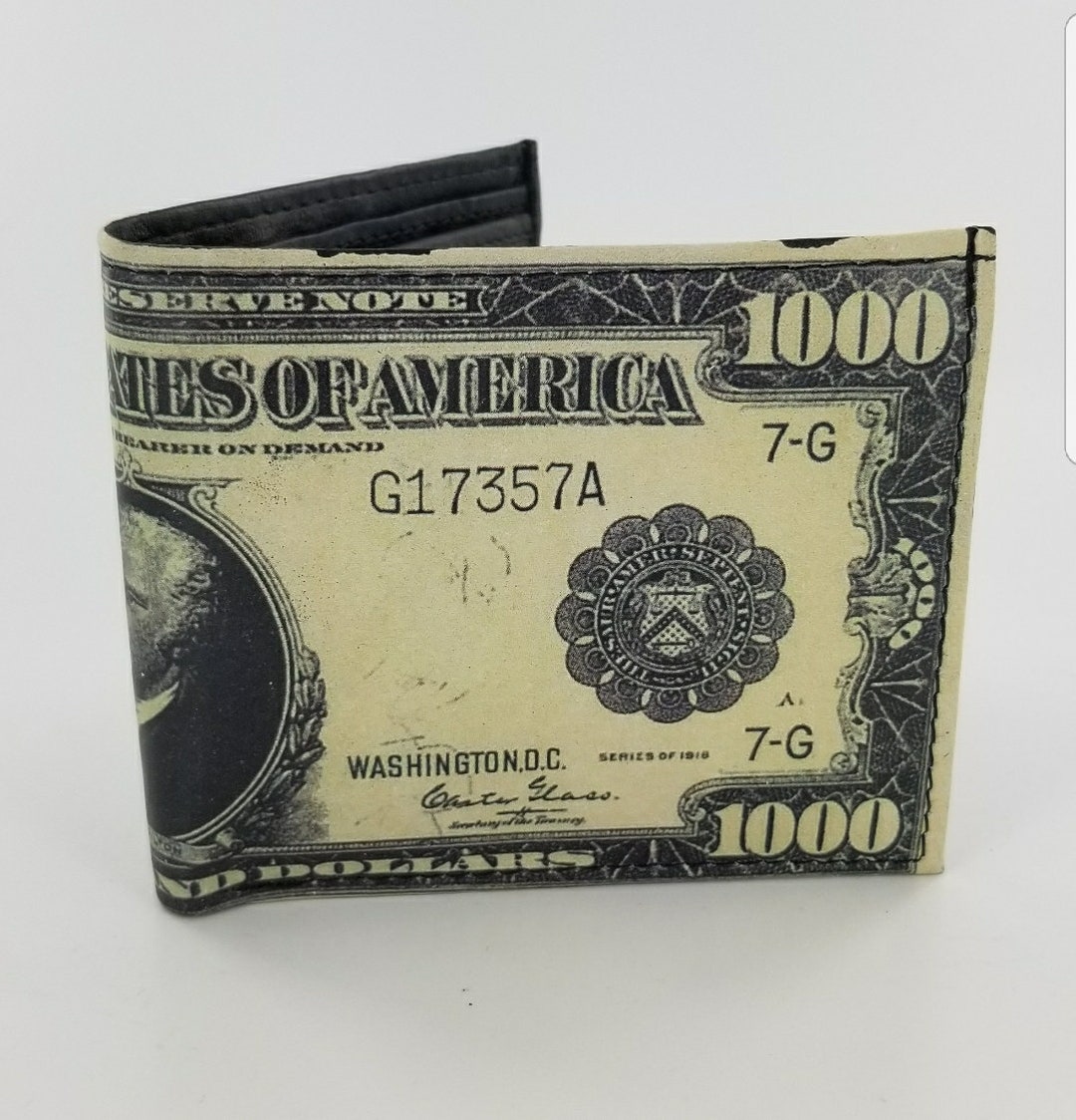 ONE THOUSAND DOLLAR 1918 Design Inspired Bifold Leather Wallet,mens ...