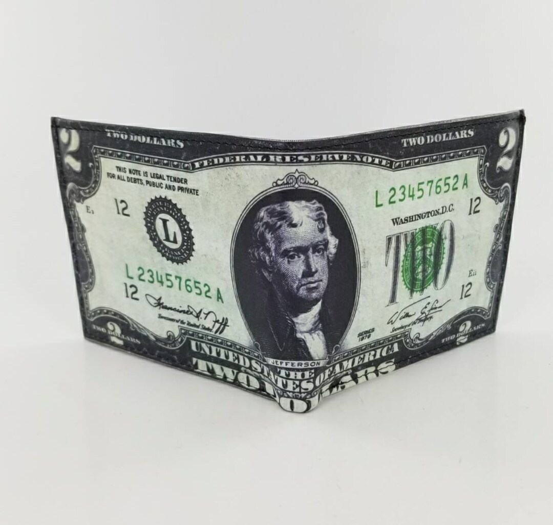 TWO Dollar Bill Inspired Leather Bifold Wallet,unisex Accessories ...
