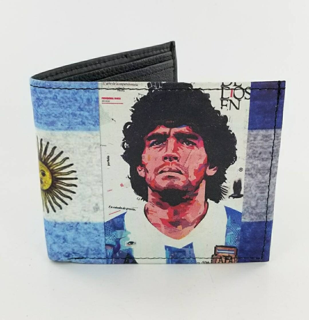 Genuine Handcrafted Soccer Legend Design Bifold Leather Wallet.multiple ...