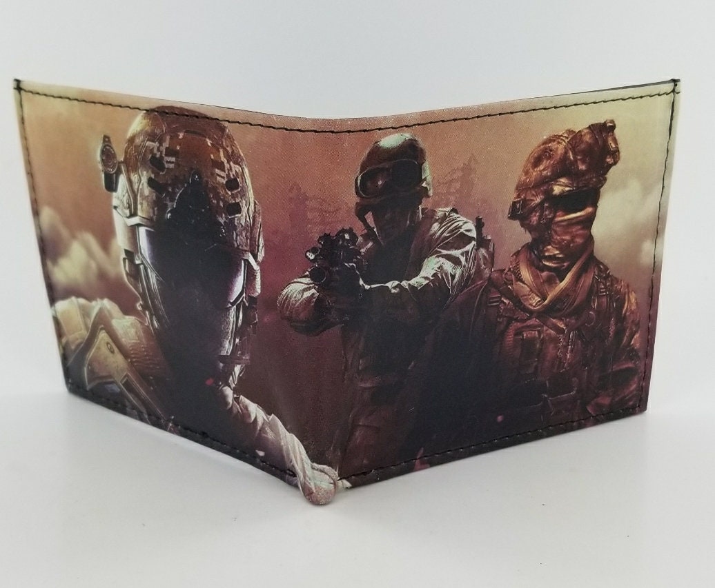 Genuine Leather Handmade Bifold Wallet.Military Video Game | Etsy