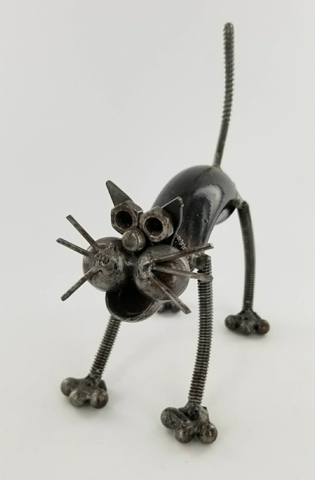 Recycled Metal Cat Statue,handwelded Steel Scrap Sculpture.cartoon ...