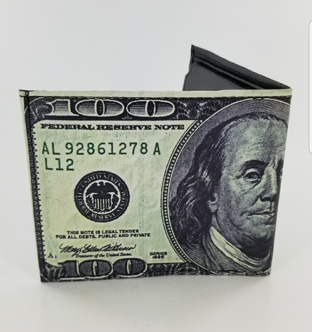 Hundred Dollar Bill Bifold Leather Wallet,mens Accessories,unique Gifts ...