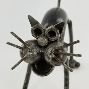 Recycled Metal Cat Statue,handwelded Steel Scrap Sculpture.cartoon ...