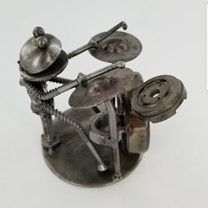 FROG DRUMMER Sculpture Handmade Recycled Metal Statue,made From Nuts ...