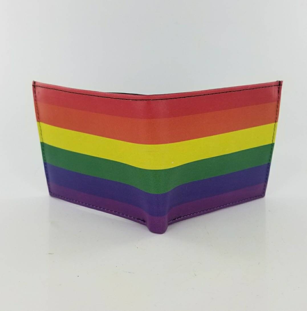 LGBTQ Inspired Bifold Leather Bifold Wallet With Rainbow - Etsy