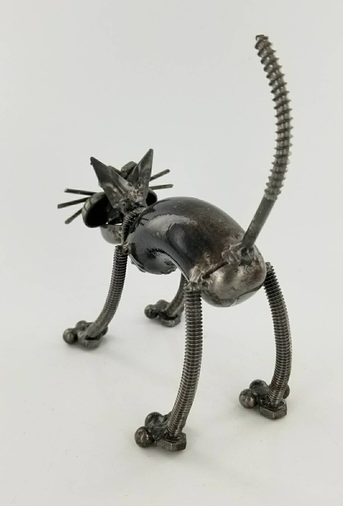 Recycled Metal Cat Statue,handwelded Steel Scrap Sculpture.cartoon ...