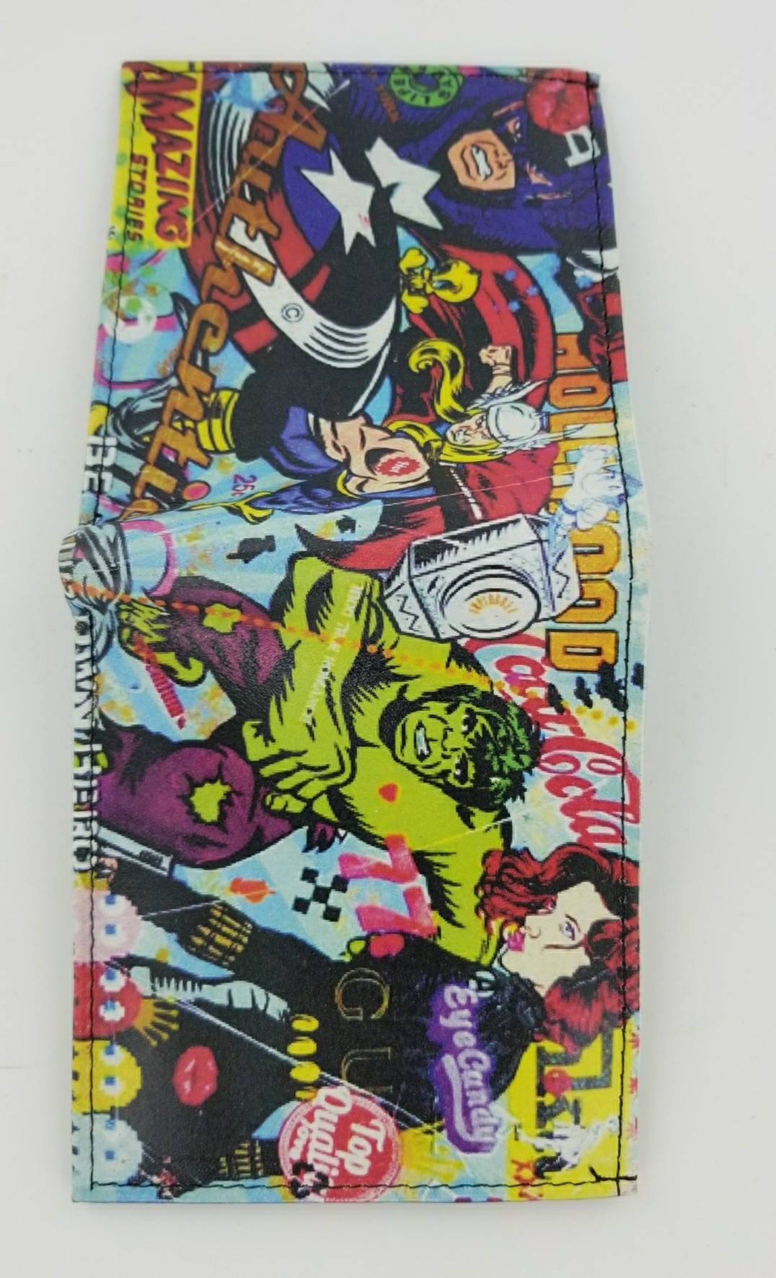 Superhero Leather Bifold Walletgenuine Handmadepop - Etsy
