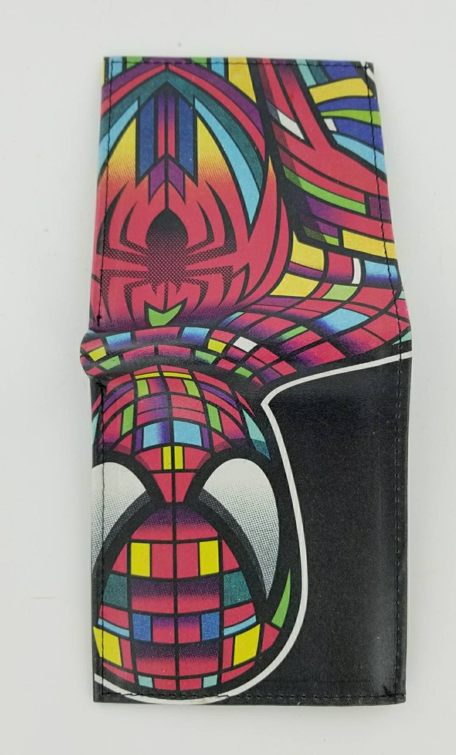Superhero Leather Bifold Wallet,genuine Handmade Multicolored Abstract ...