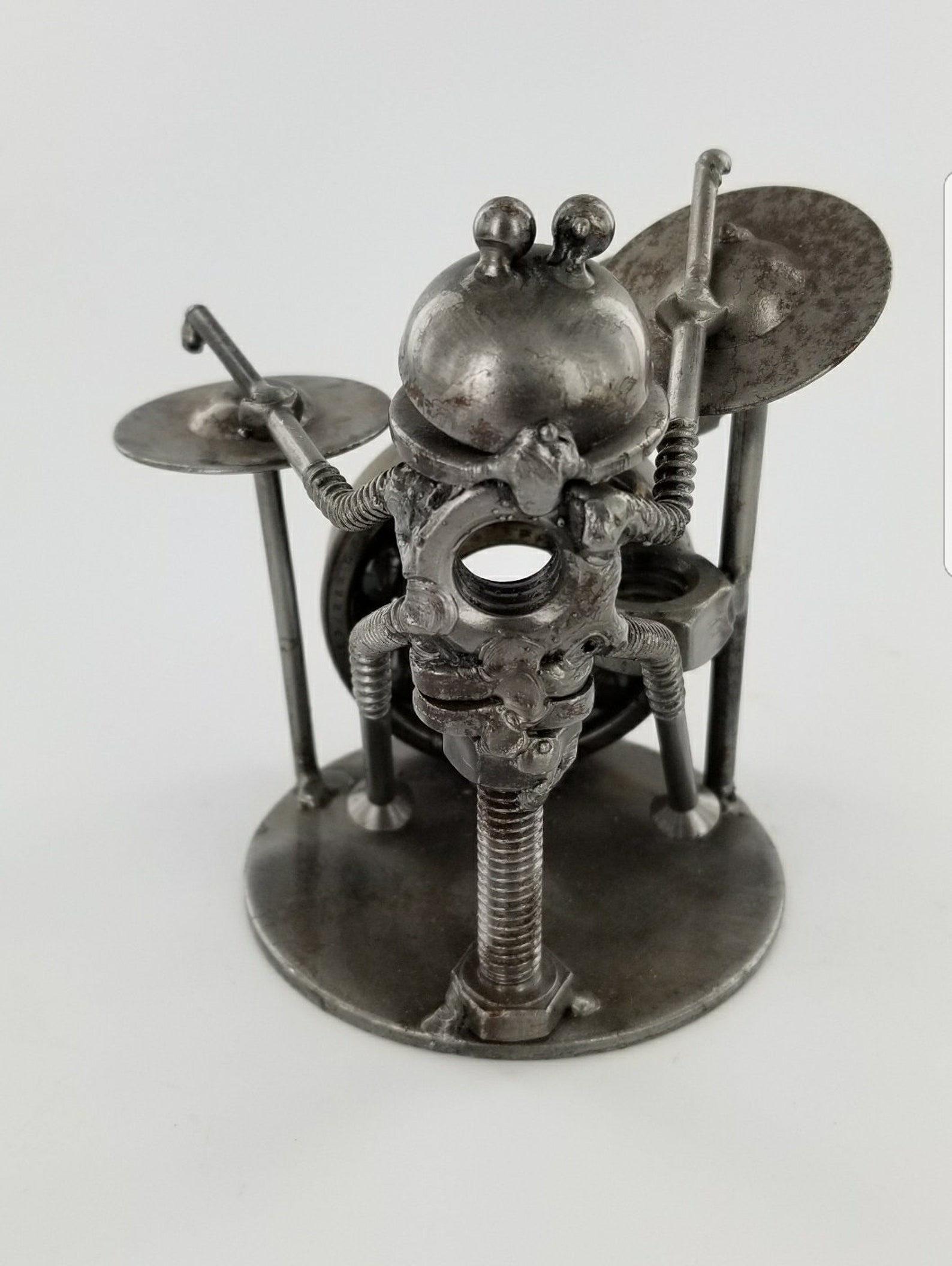 FROG DRUMMER Sculpture Handmade Recycled Metal Statue,made From Nuts ...