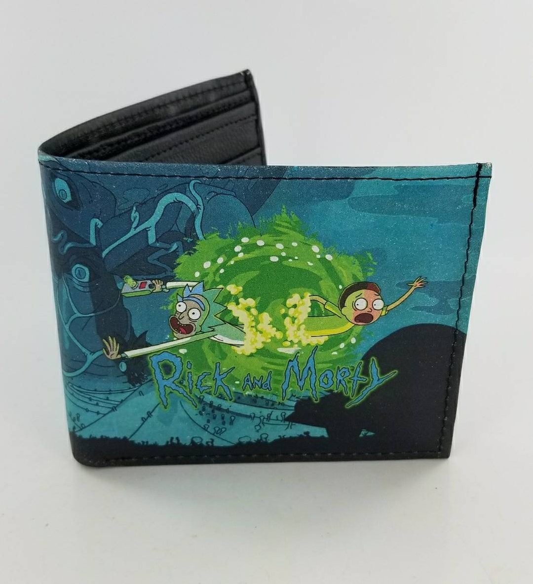 Handmade Cartoon Inspired Bifold Leather Wallet,blue Planet Design ...