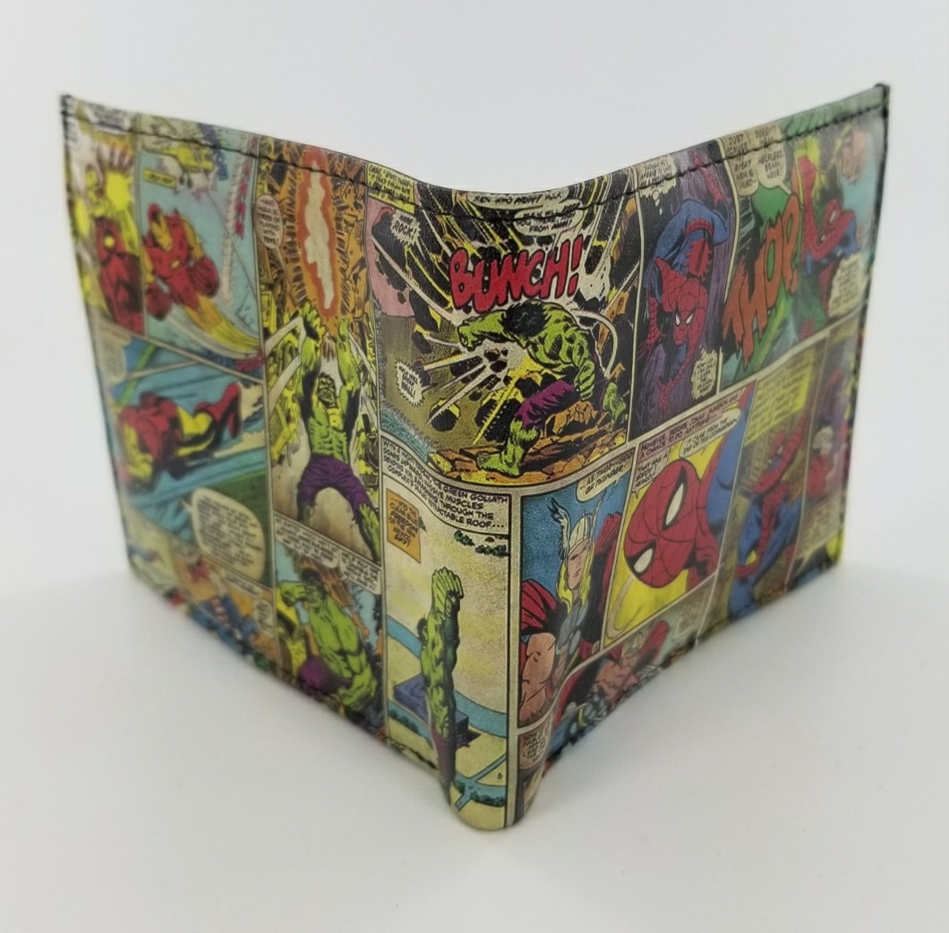 Superhero Leather Bifold Wallet,genuine Handmade,comic Book Design ...