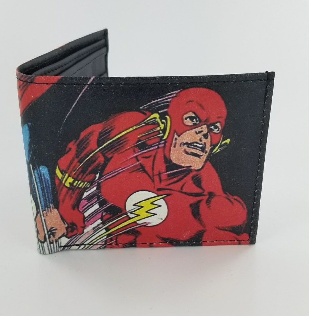 Handmade Leather Wallet,superman and Flash,dc Comics & Superhero ...