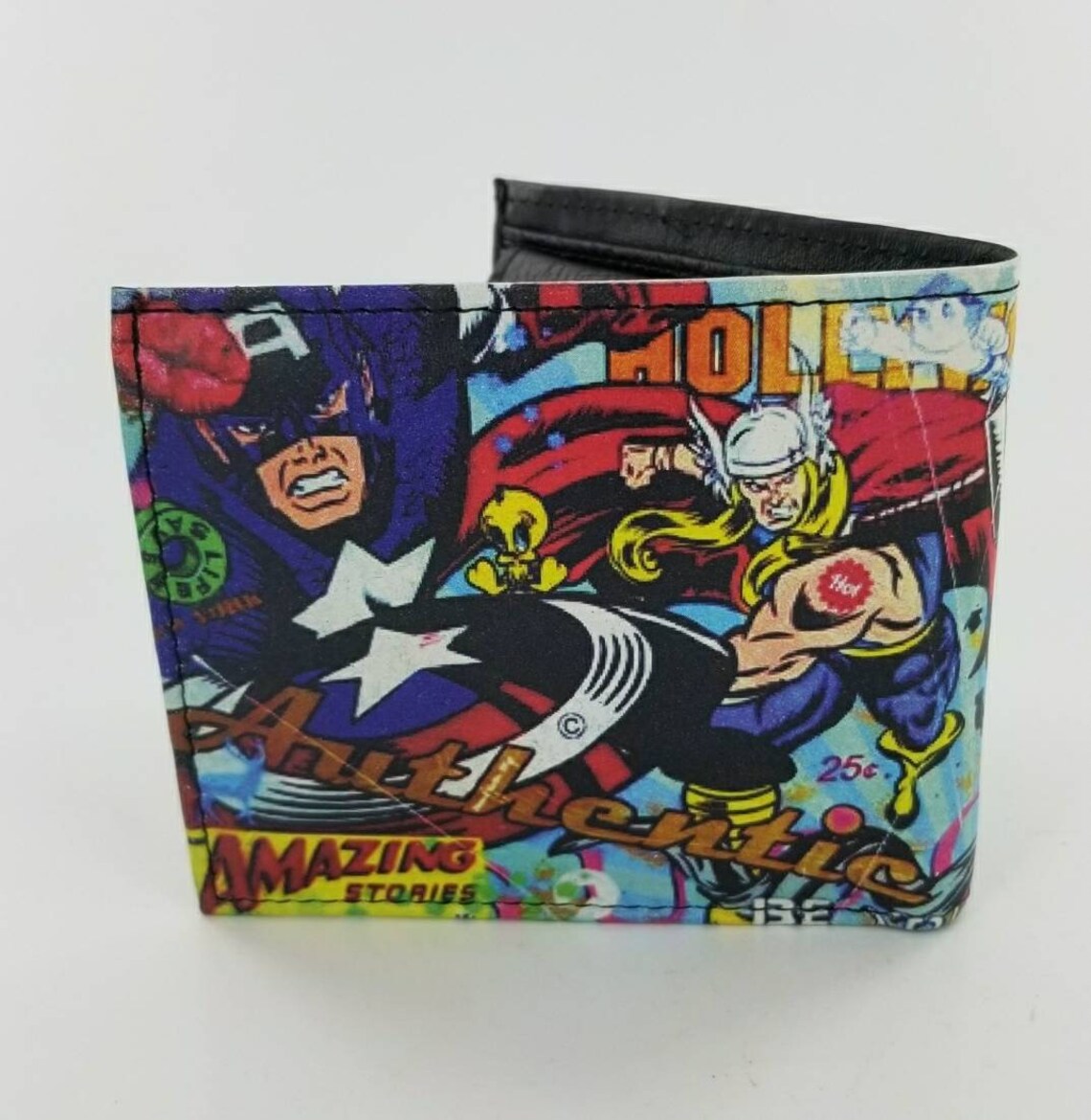 Superhero Leather Bifold Walletgenuine Handmadepop - Etsy