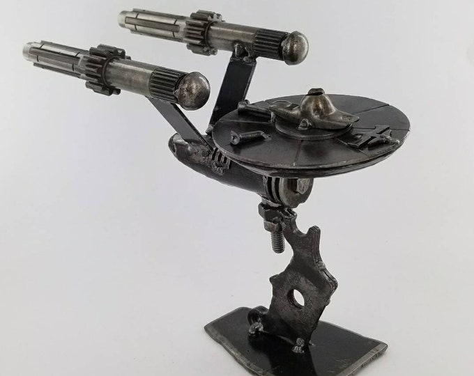 Handmade Recycled Enterprise Spaceship Metal Art Statue, Scrap ...