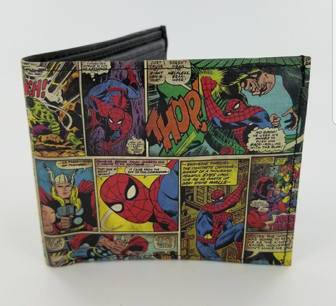 Superhero Leather Bifold Wallet,genuine Handmade,comic Book Design ...