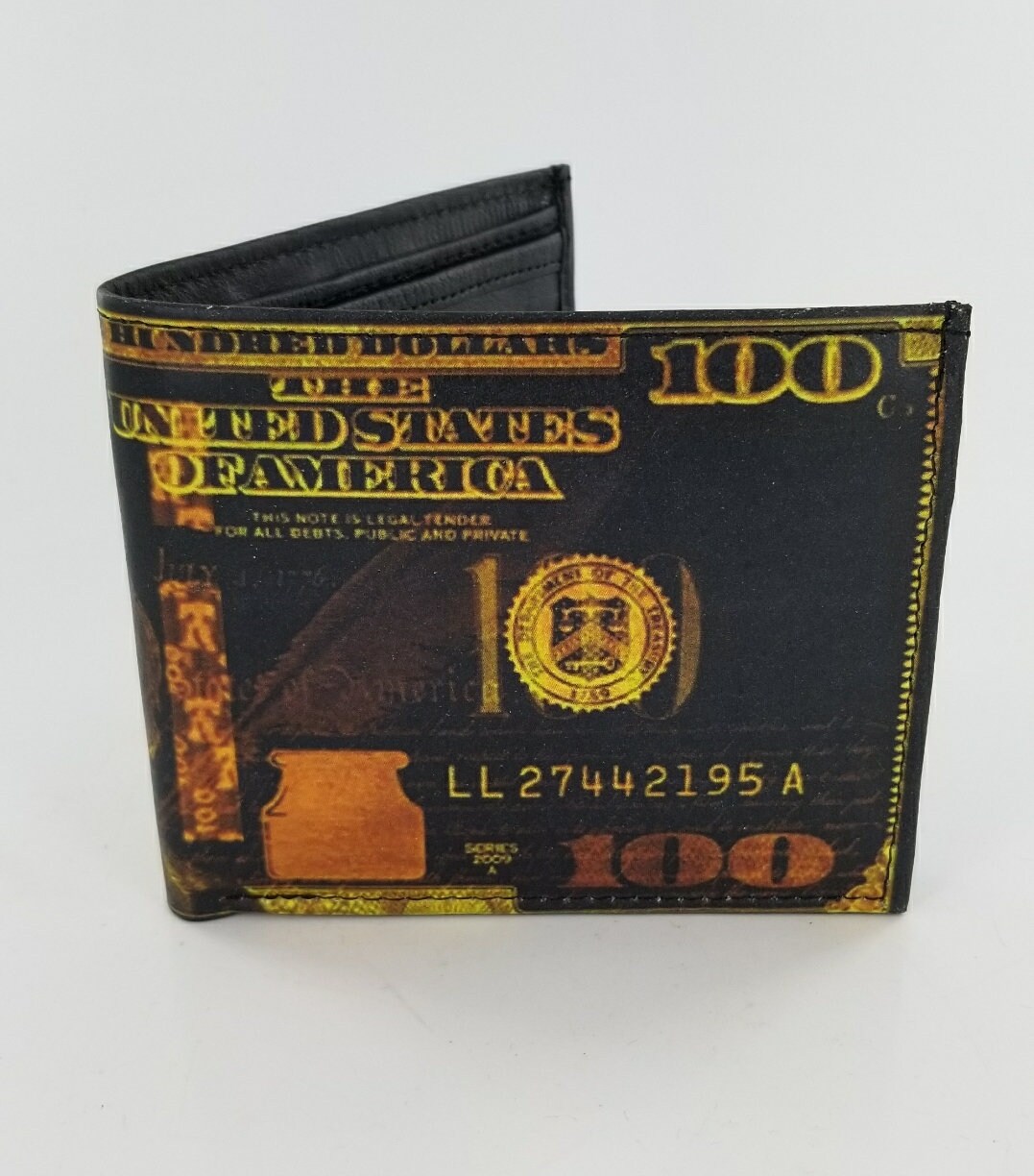 Golden Hundred Dollar Bill Design Leather Bifold Walletmens - Etsy Norway