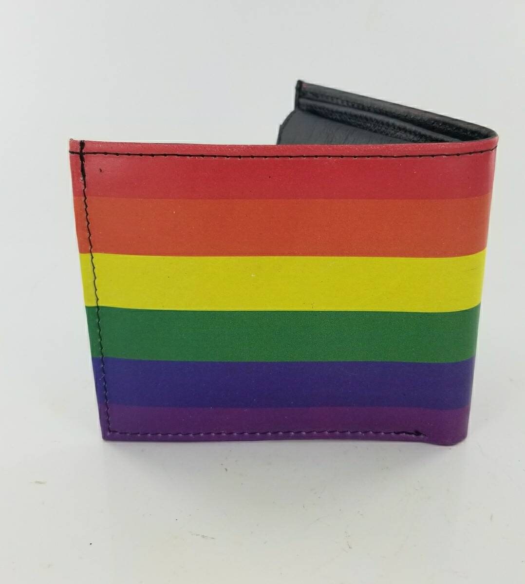 LGBTQ Inspired Bifold Leather Bifold Wallet With Rainbow - Etsy