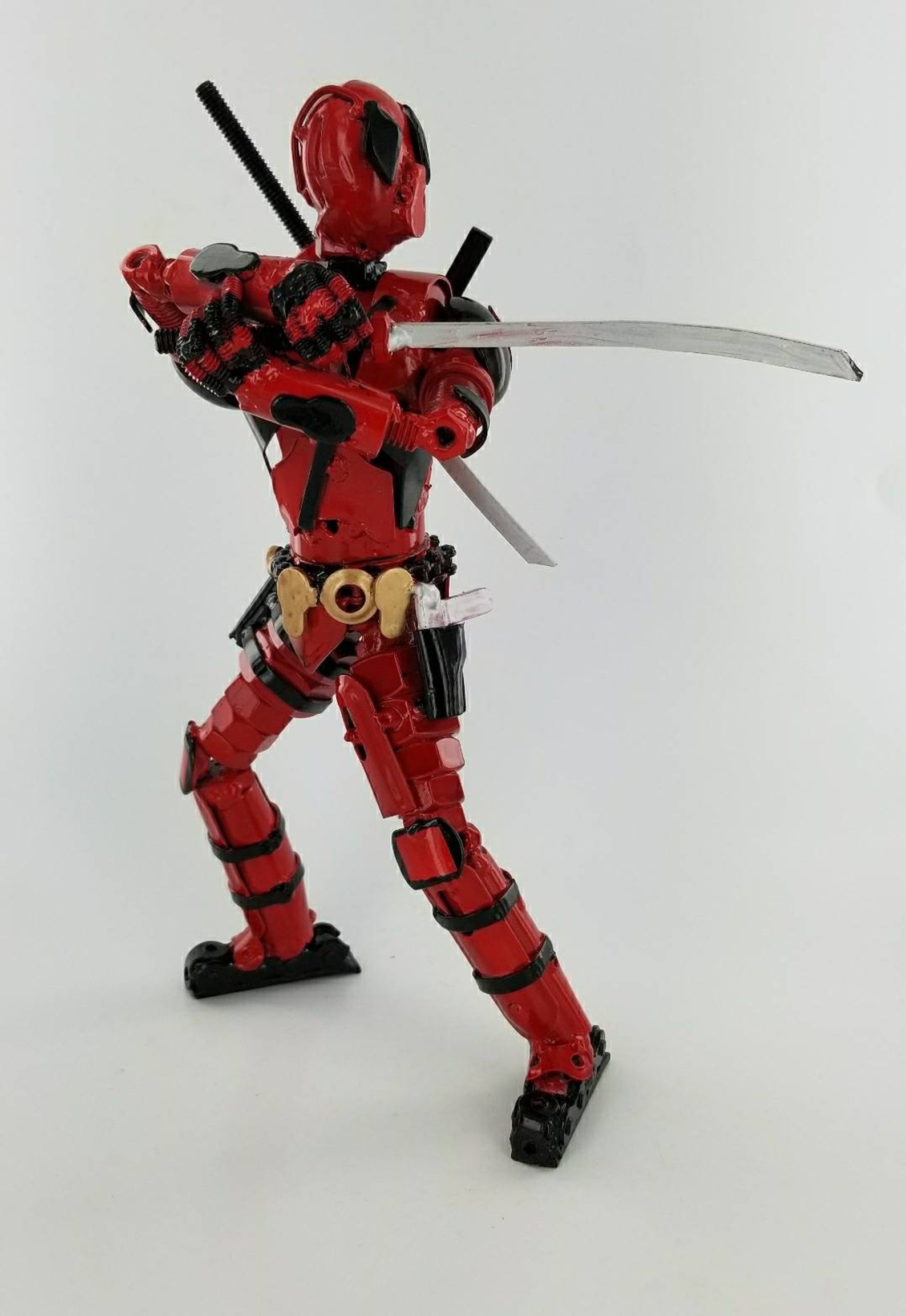 DEADPOOL Superhero Handmade Recycled Metal Art Statue Fully - Etsy