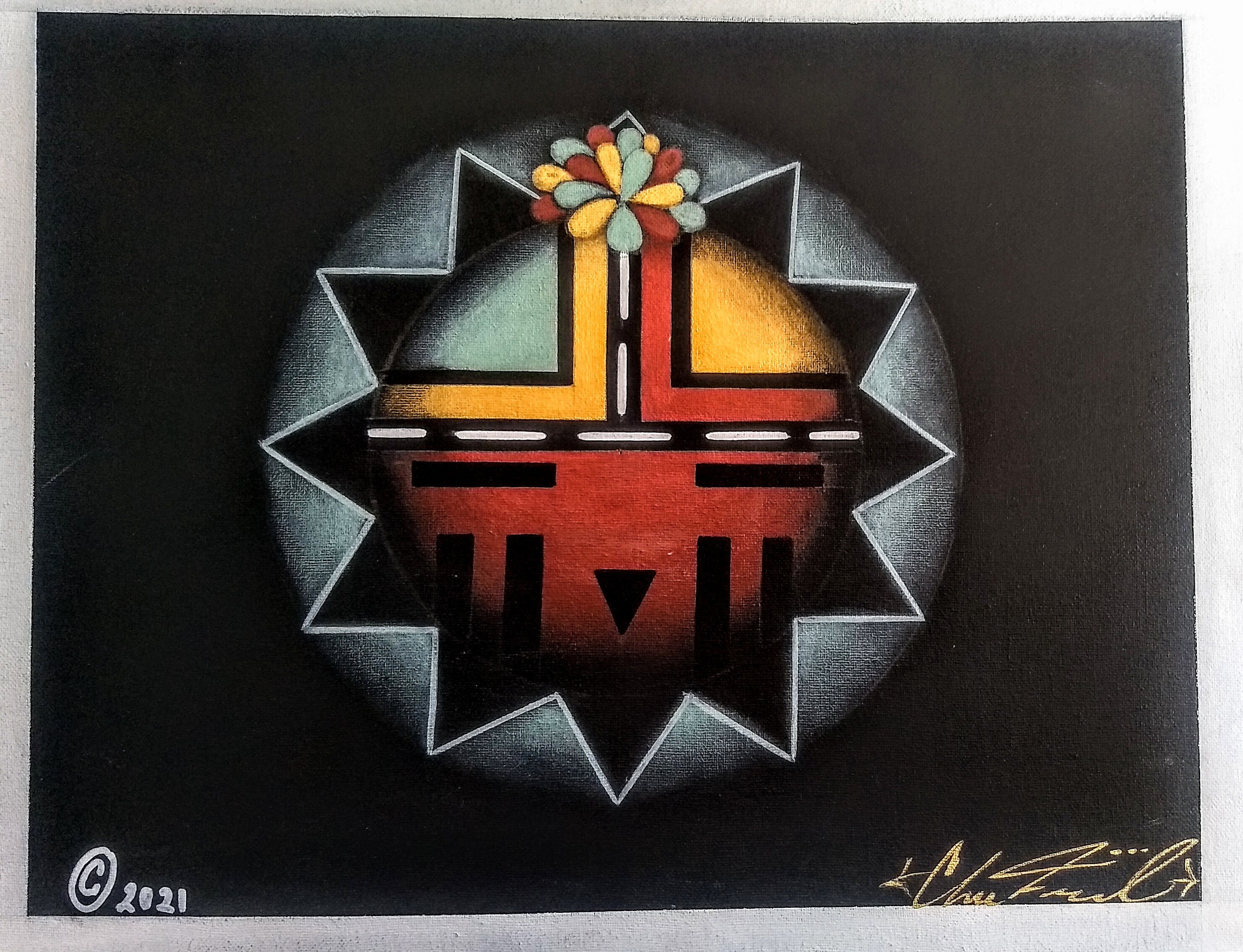 Hopi Painting Dawa Sun from the West | Etsy