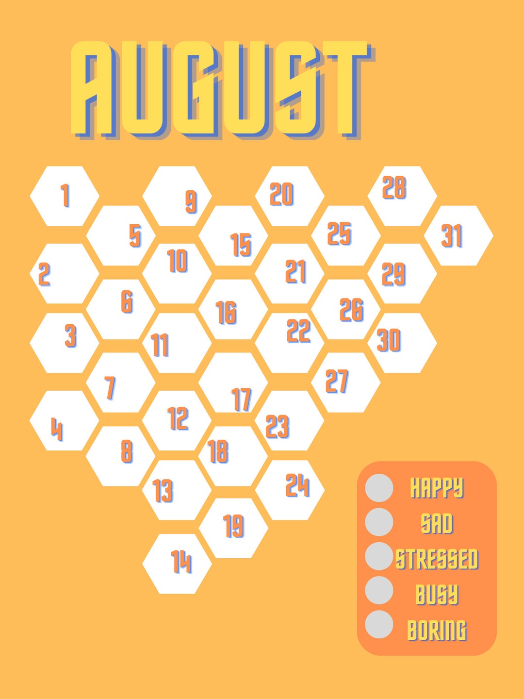 August Mood Tracker - Etsy