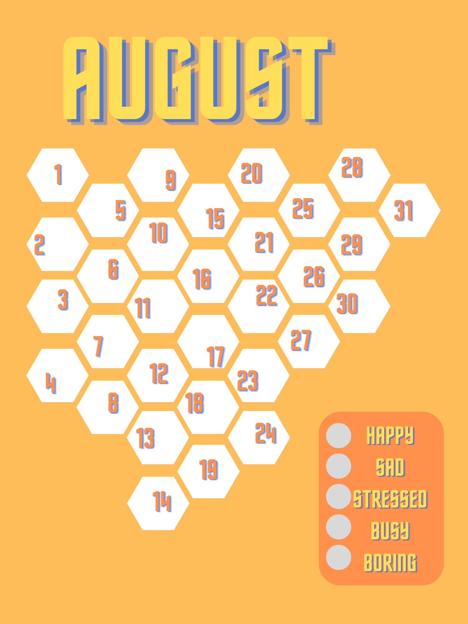 August Mood Tracker - Etsy
