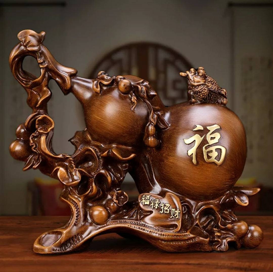 Chinese Feng Shui Lucky Gourd Home/office Decoration Desktop Sculpture ...