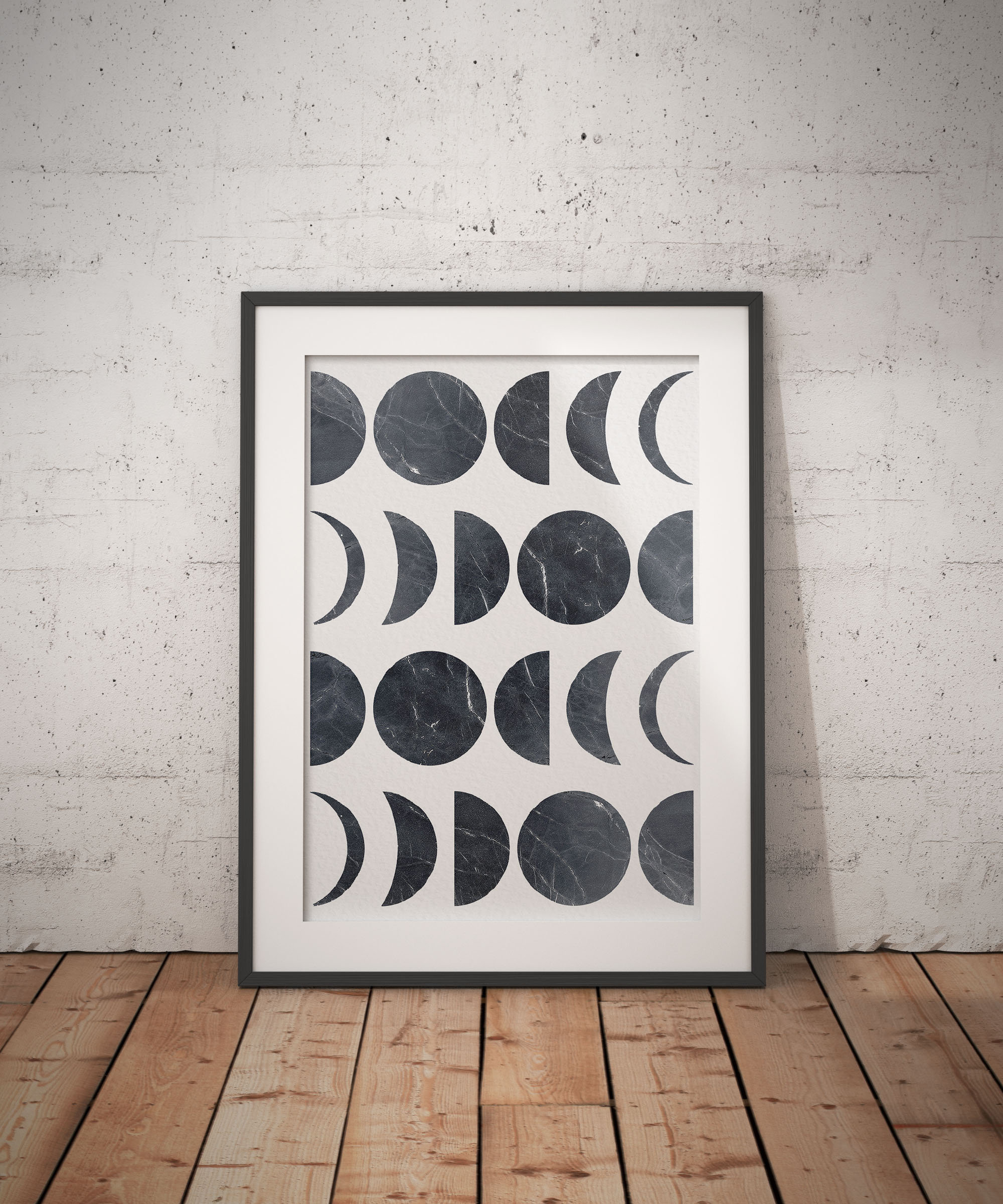 Moon Phases Diagram, Print Downloadable, Mid Century Modern, Marble ...