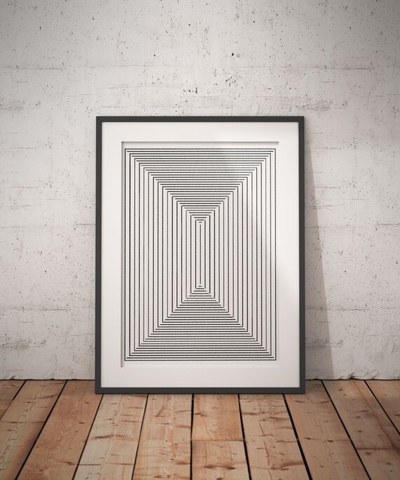 Geometric Line Print Geometric Art Black and White Stripes | Etsy