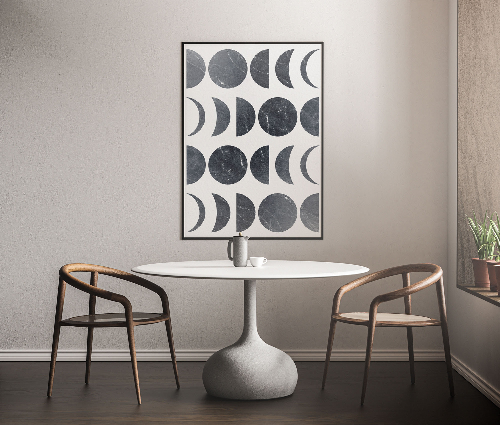 Moon Phases Diagram, Print Downloadable, Mid Century Modern, Marble ...