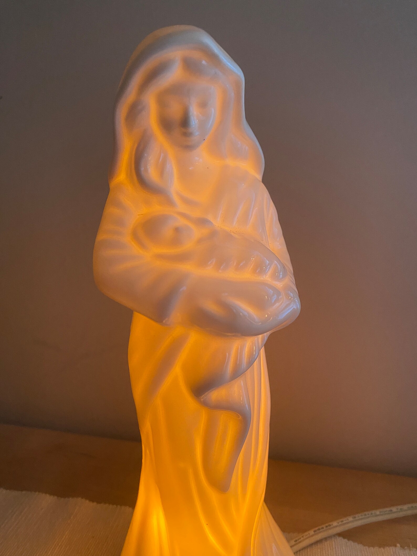 Divine Illumination: White Light-up Mary and Child Statue by House of ...