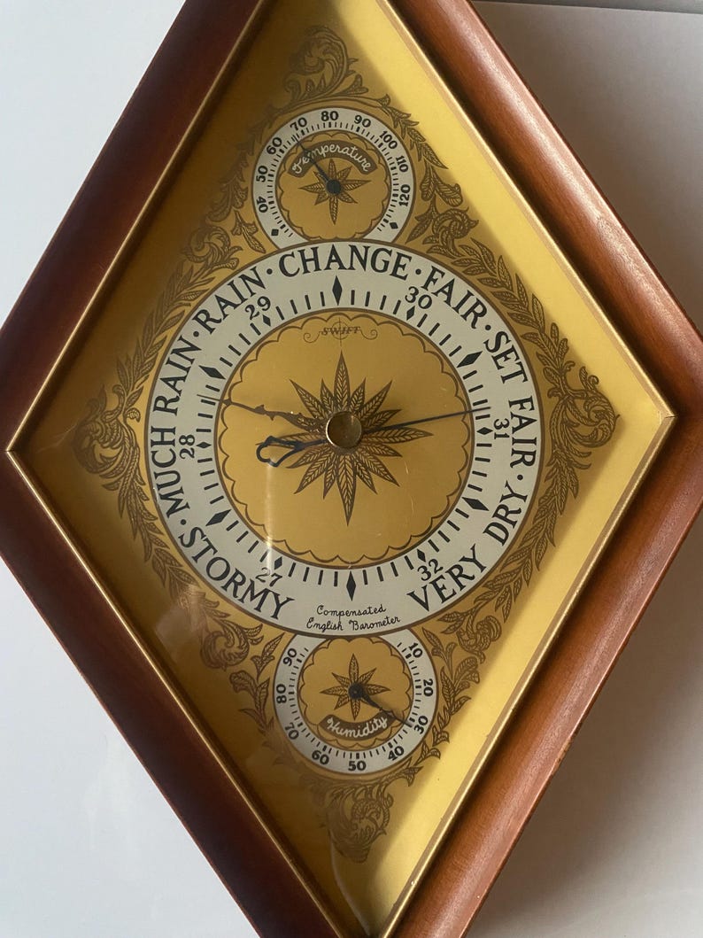 Vintage 16 MCM Diamond-shaped Maple Barometer by Swift & Anderson ...