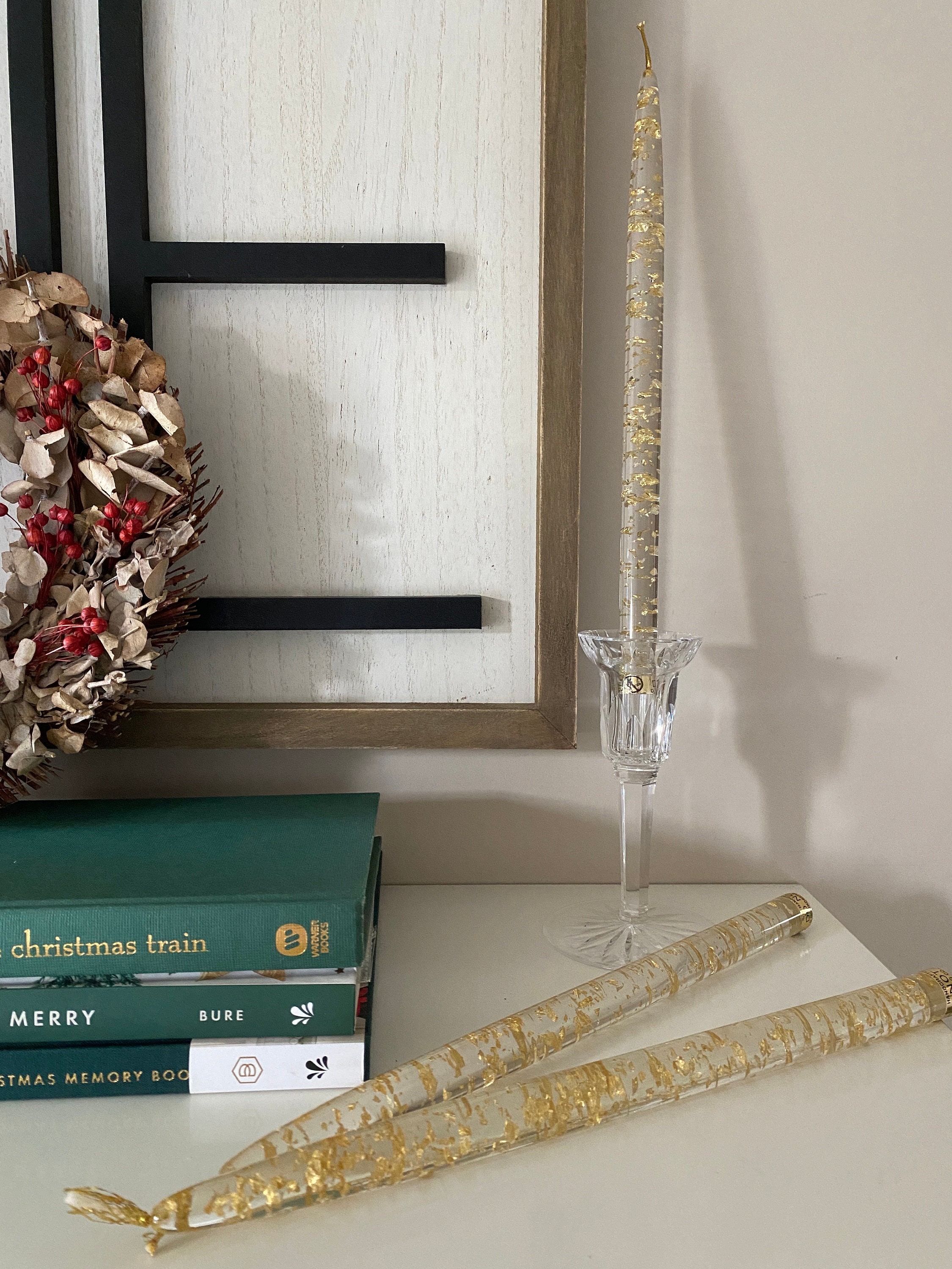 Vintage Lucite Candle Trio With Gold Specks Decorative Accent - Etsy