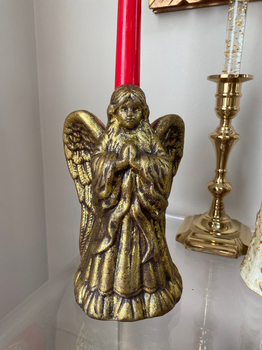 Ceramic Gold Angels Candlestick Holders - Etsy