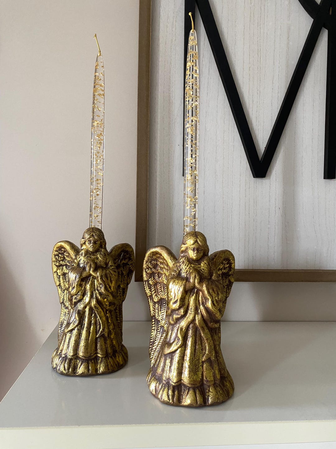 Ceramic Gold Angels Candlestick Holders - Etsy