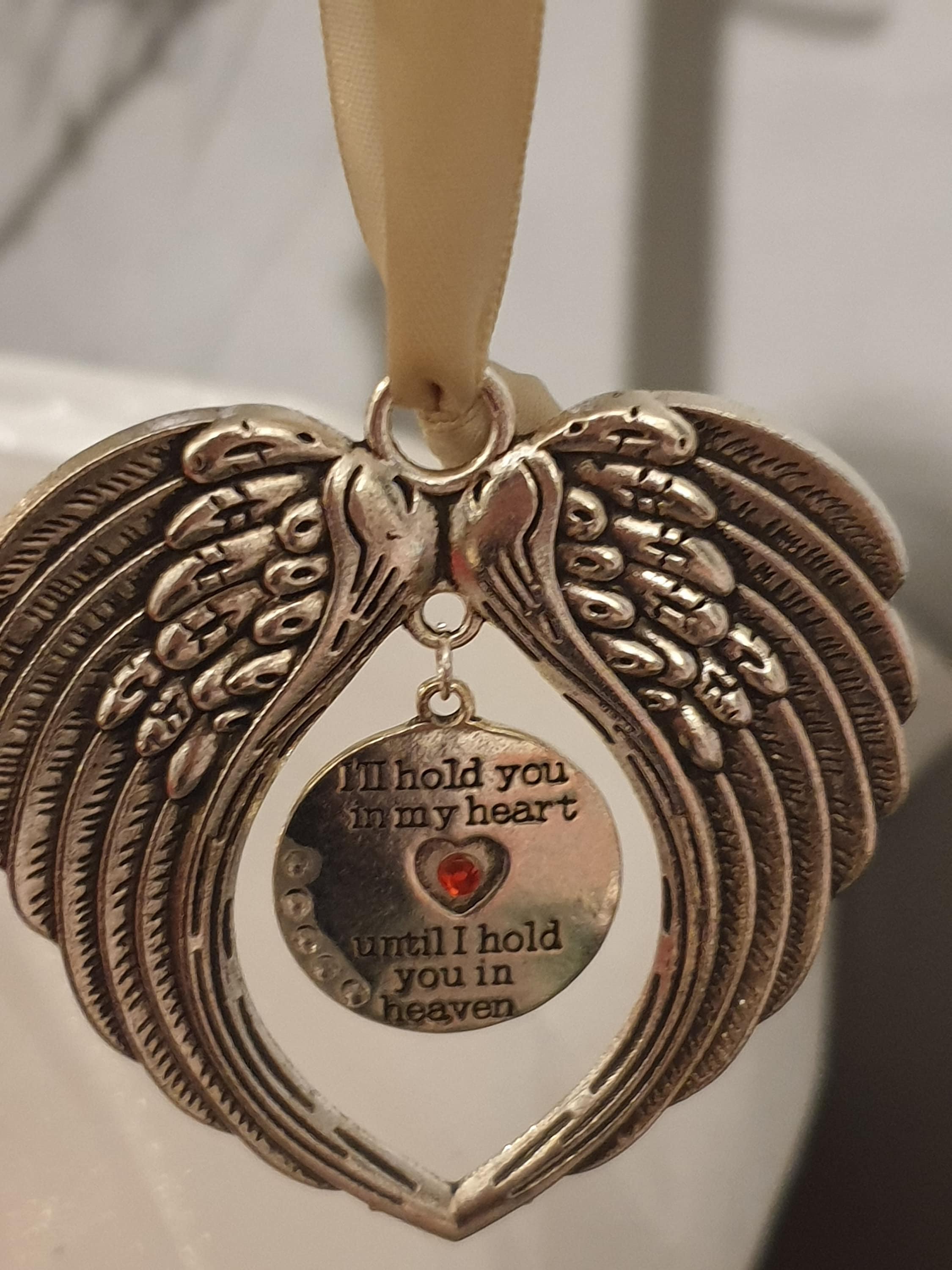 Hanging Angel Wings With a Round or Oval Photo Frame, Memory, Memorial ...