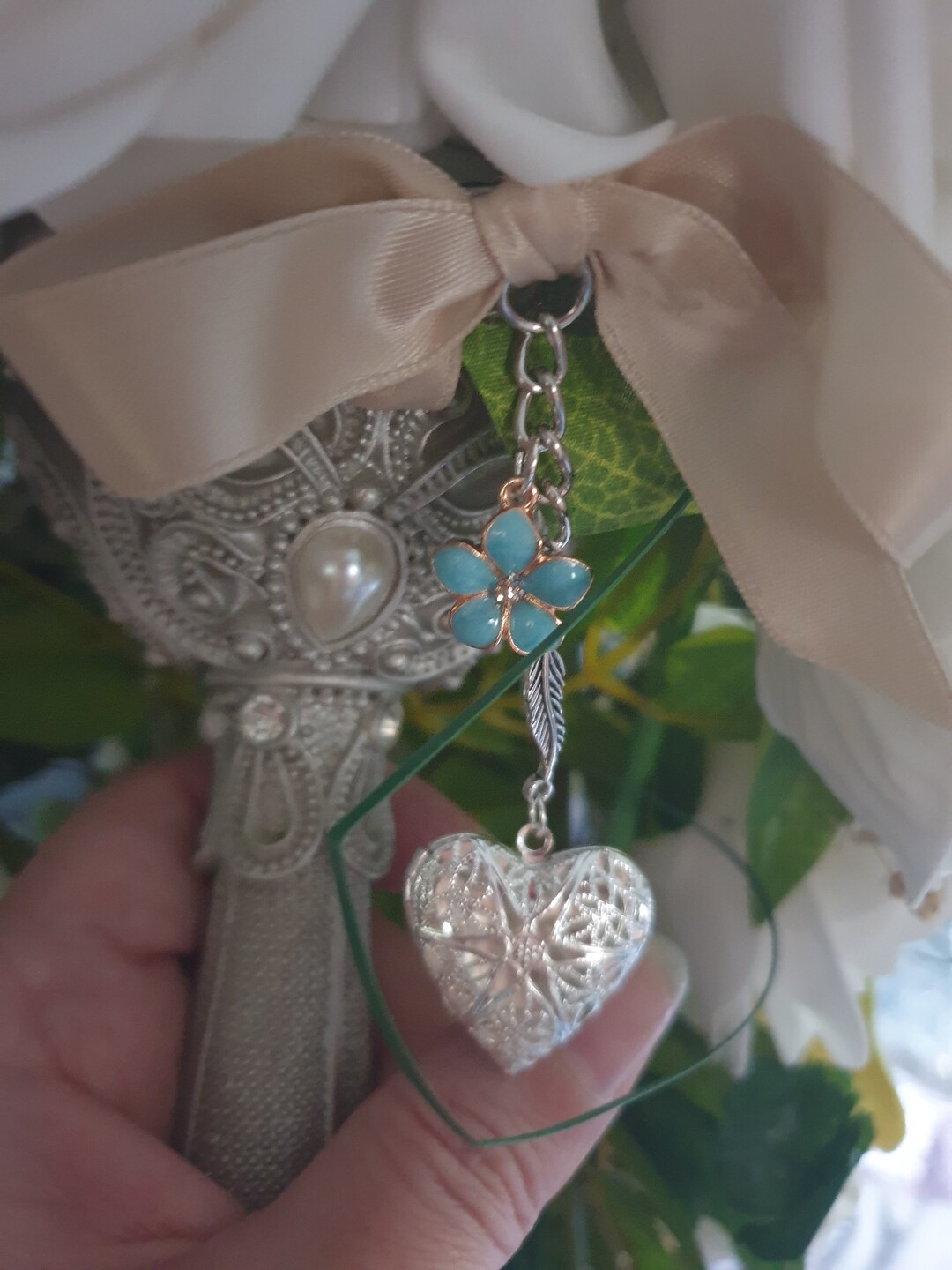Wedding Forget Me Not Memorial Personalised Locket. Choice of Feather ...