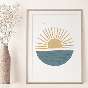 Sun and Beach Art Print Sun Art Printable Beach Art Print - Etsy